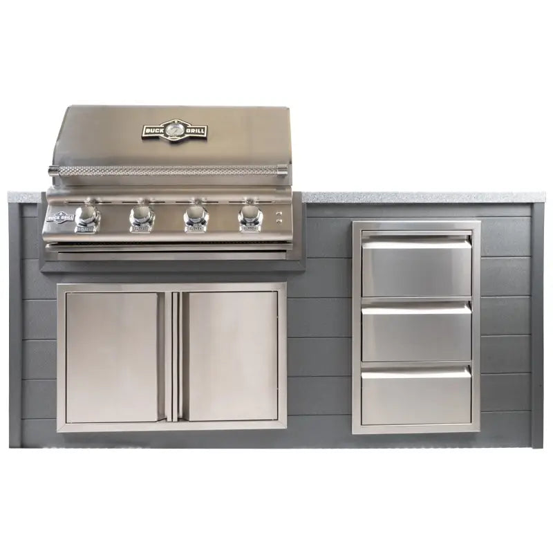 Buck Grill 72-Inch Grill Island In Dark Gray With 4-Burner/32-Inch Gas