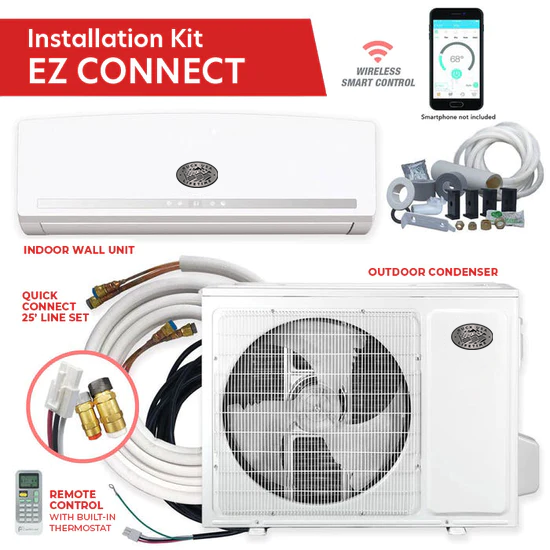 Single Zone Heat Pump Kit 21 SEER 24,000BTU Mini Split EZ Connect 230V